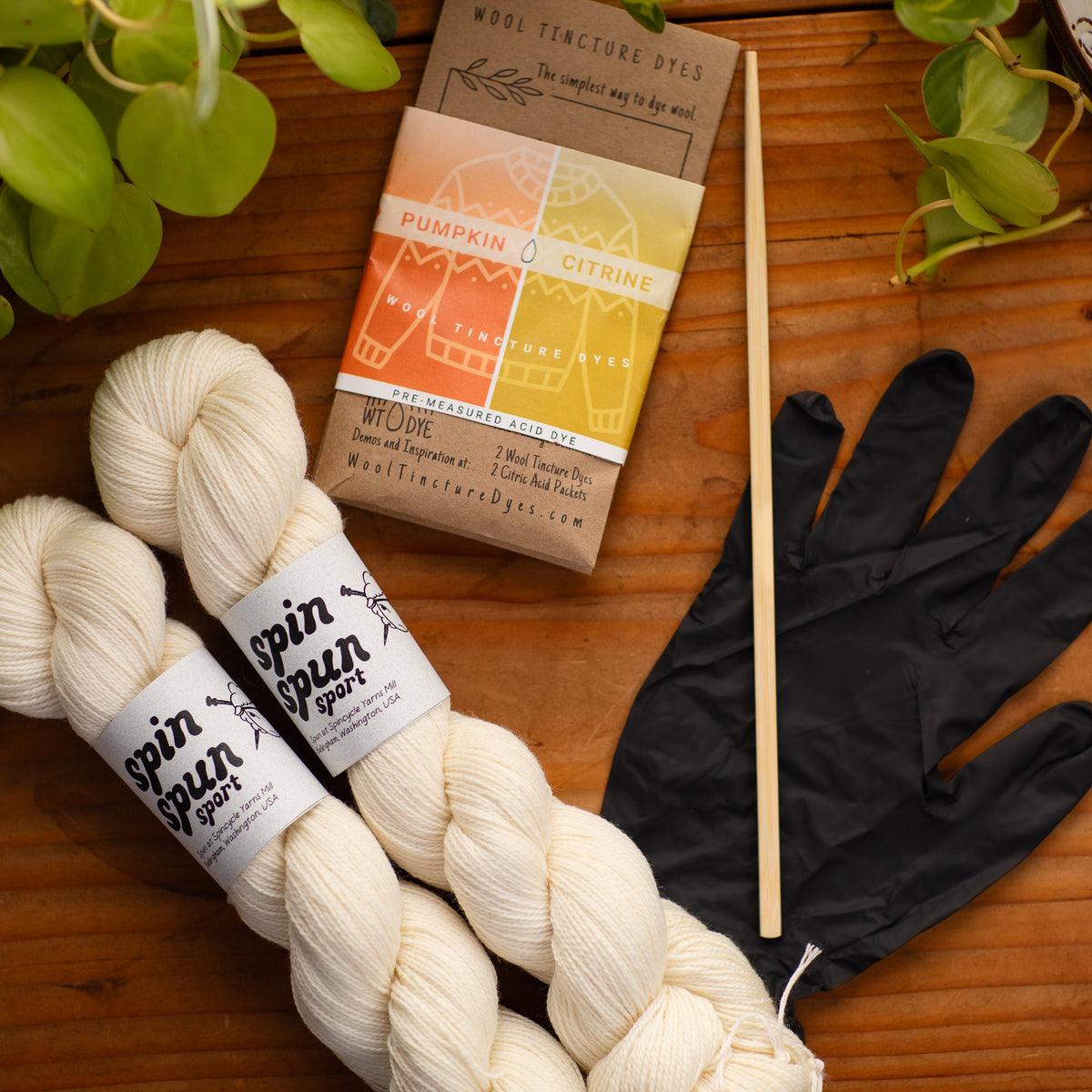 SPIN SPUN + TINCTURE DYE KIT - PUMPKIN & CITRINE – Spincycle Yarns
